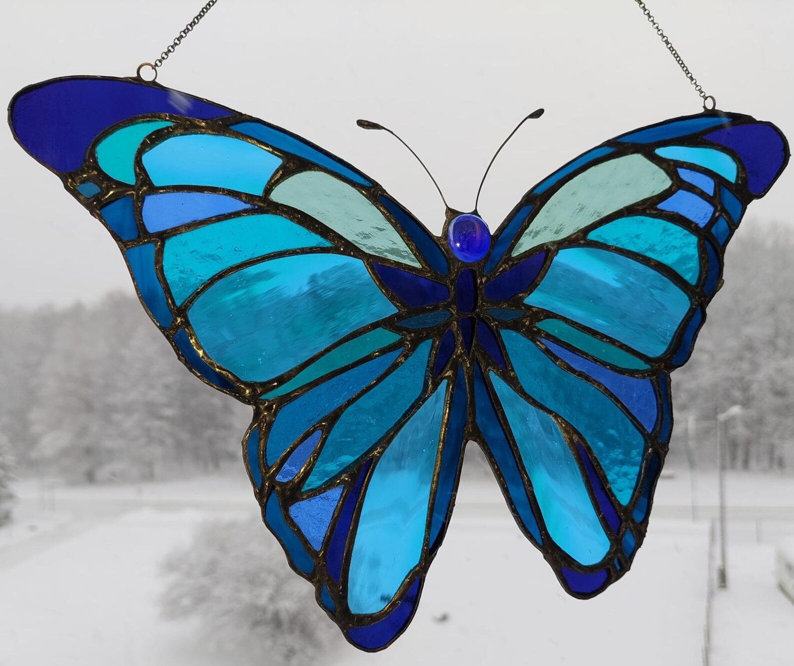 Stained Glass Blue Handmade Butterfly | Etsy