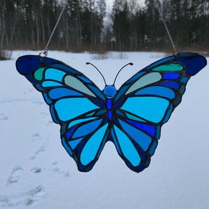 Stained Glass Blue Handmade Butterfly - Etsy
