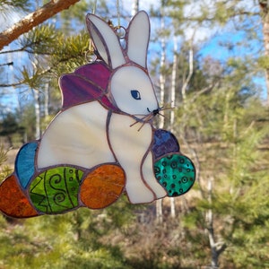 Stained Glass Easter Bunny, Eggs Suncatcher - Etsy