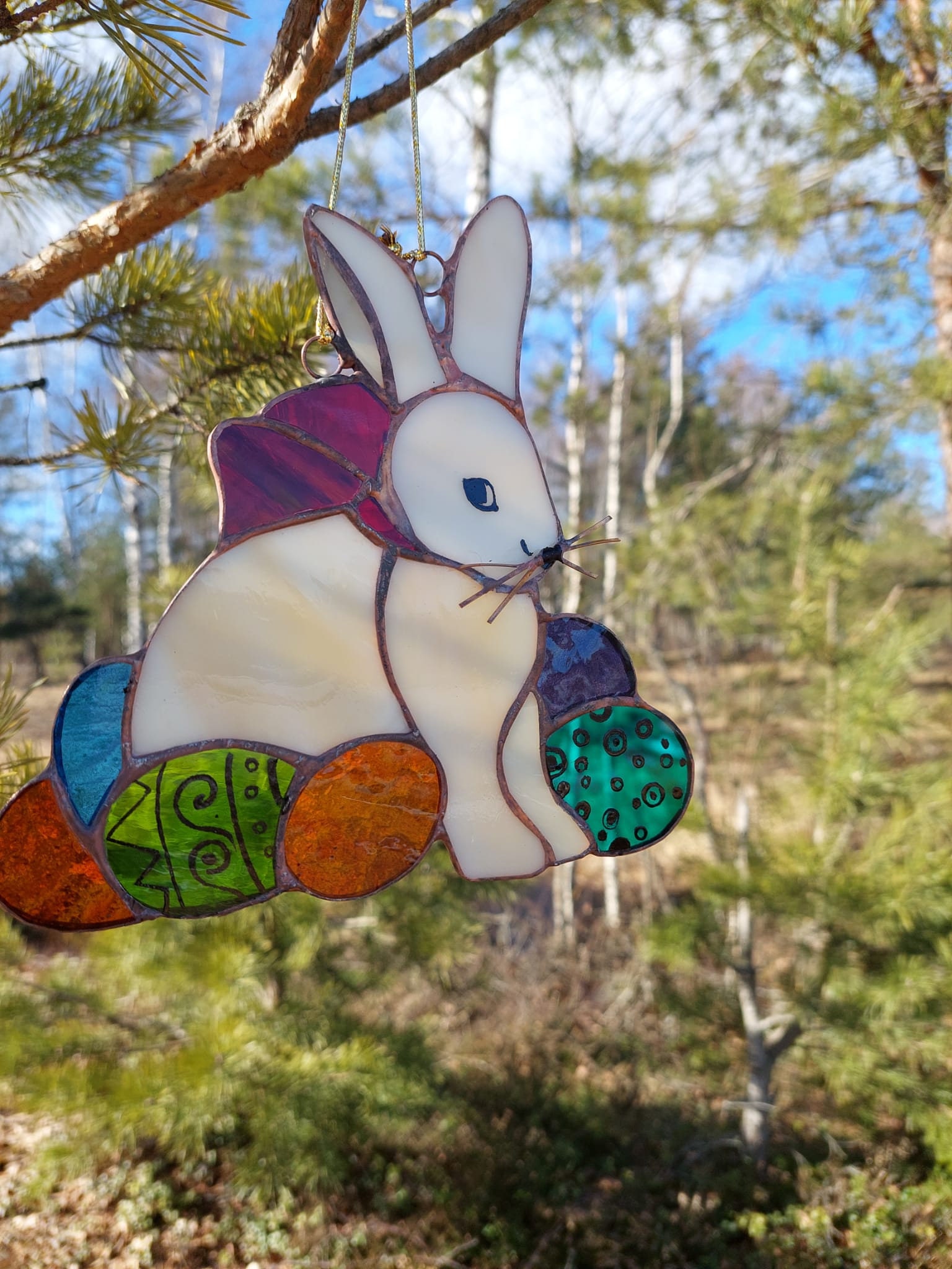 Stained Glass Easter Bunny Eggs Suncatcher - Etsy