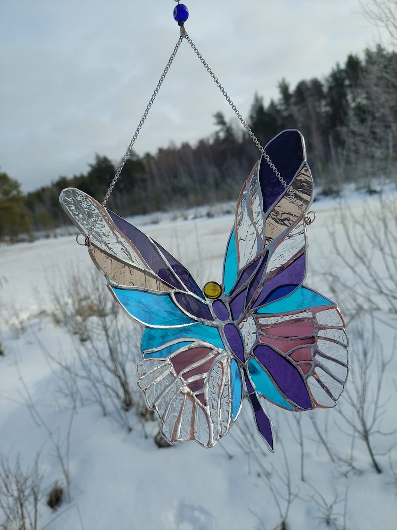 Flying Butterfly Stained Glass, Nevertheless Window Suncatcher ...