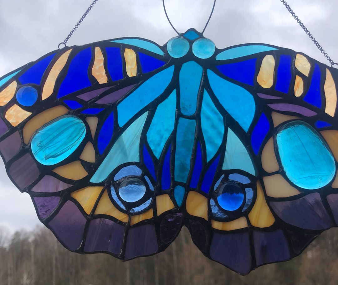 Stained Glass Blue Butterfly - Etsy