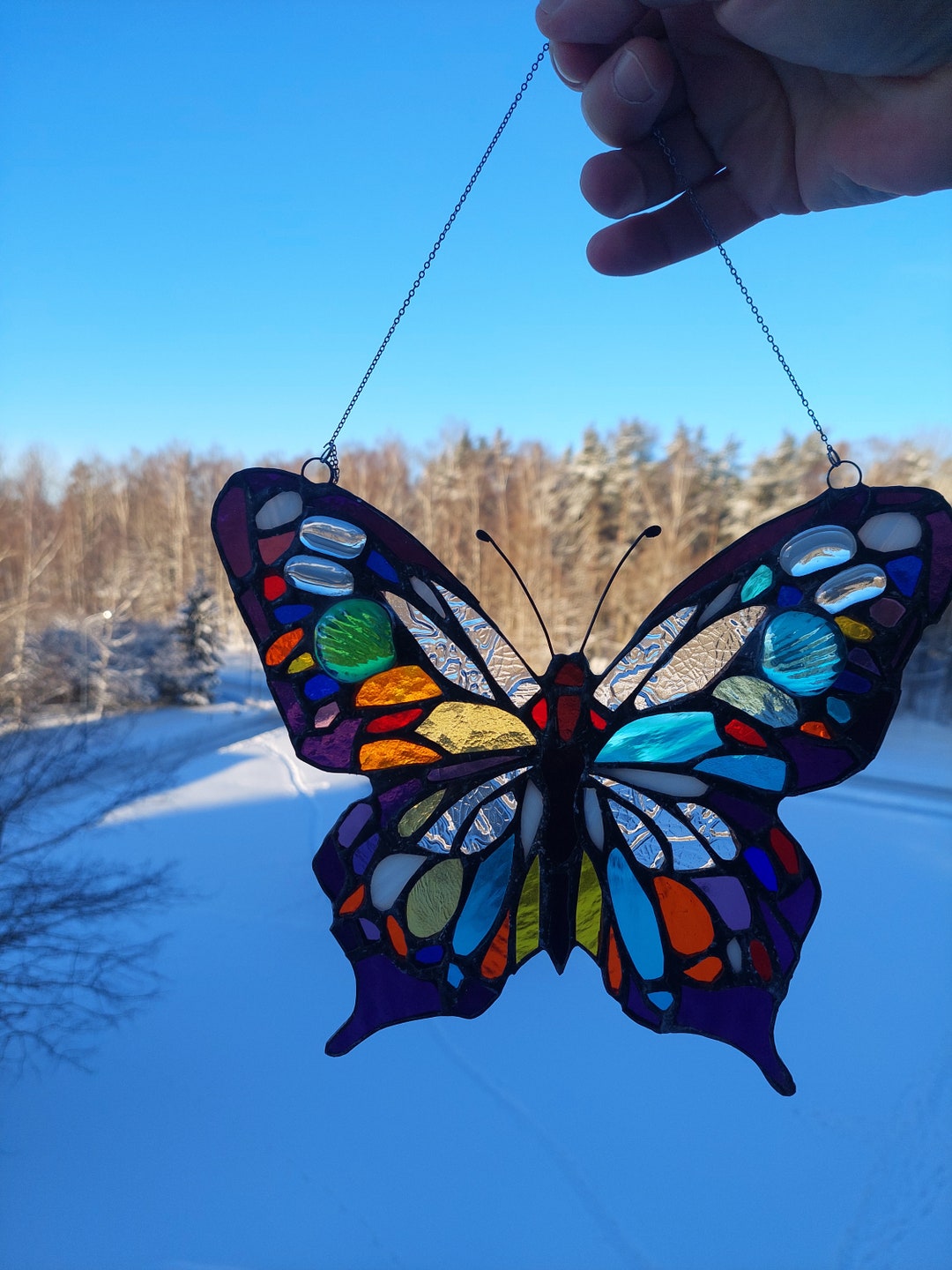 Stained Glass /purple/red/blue/red... Butterfly - Etsy