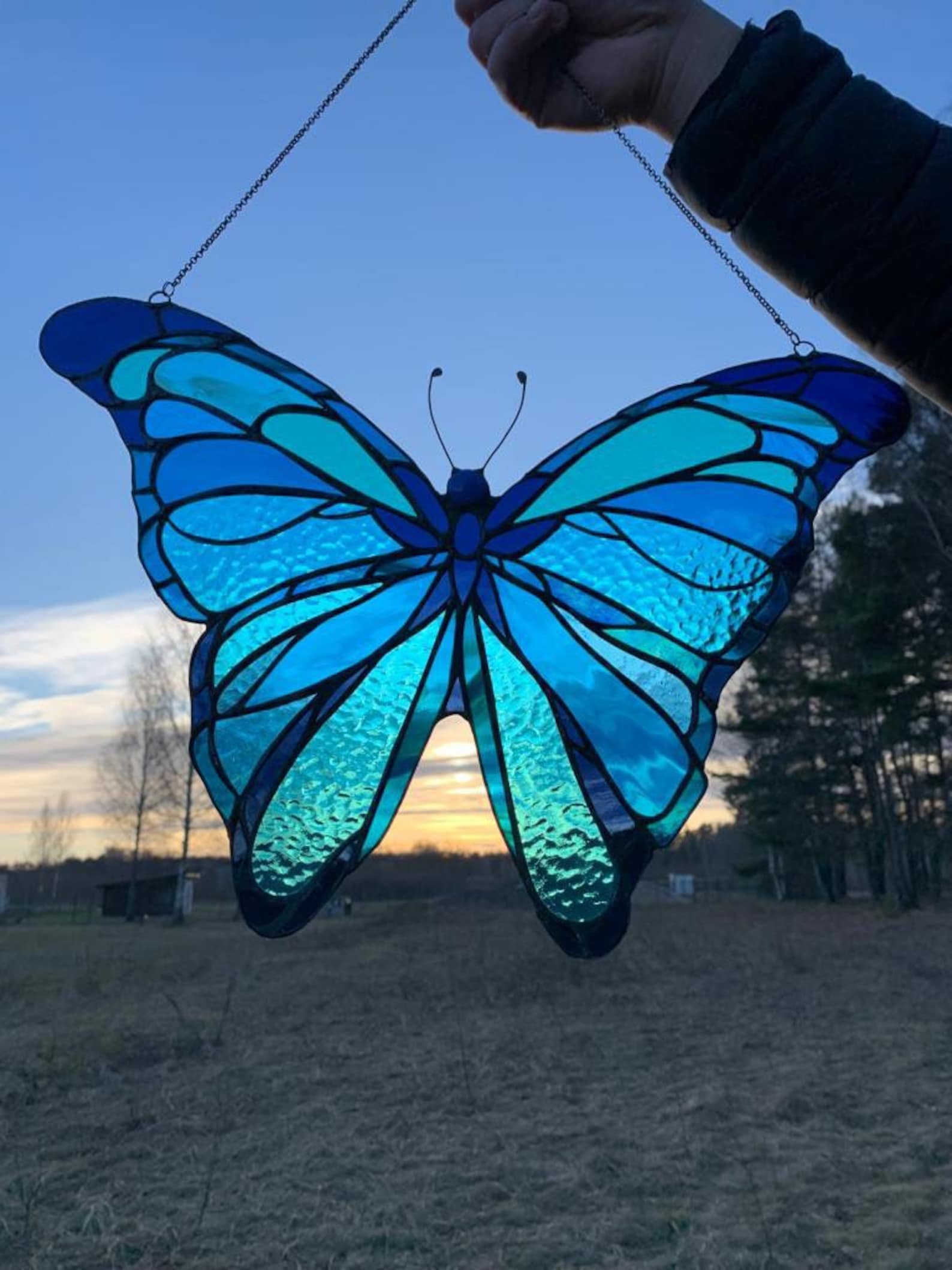 Stained Glass Blue Butterfly 2023 | Handmade Glass Design | Homemade ...