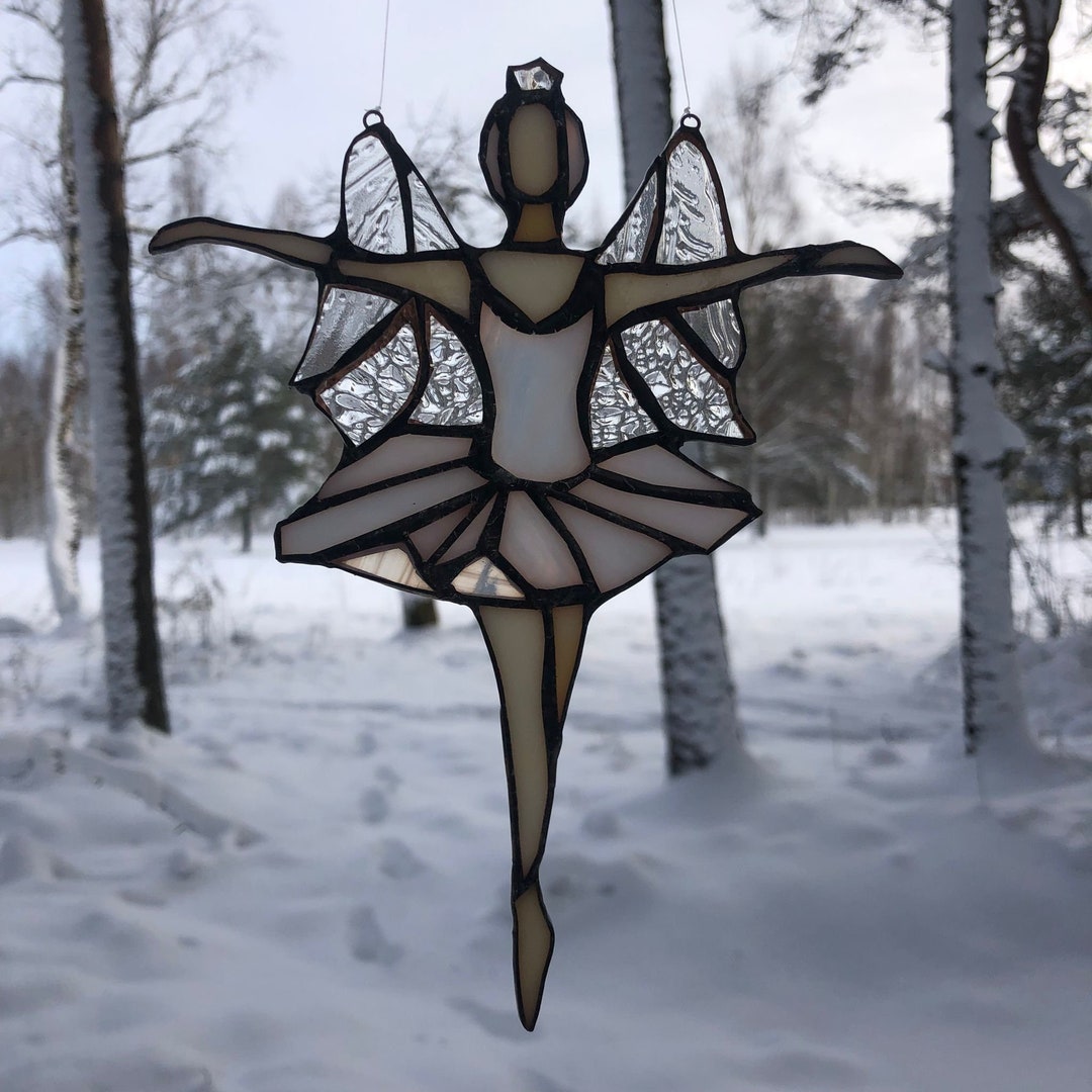 White Lady Ballerina Stained Glass Work, Dancing Queen, Gift for Her ...
