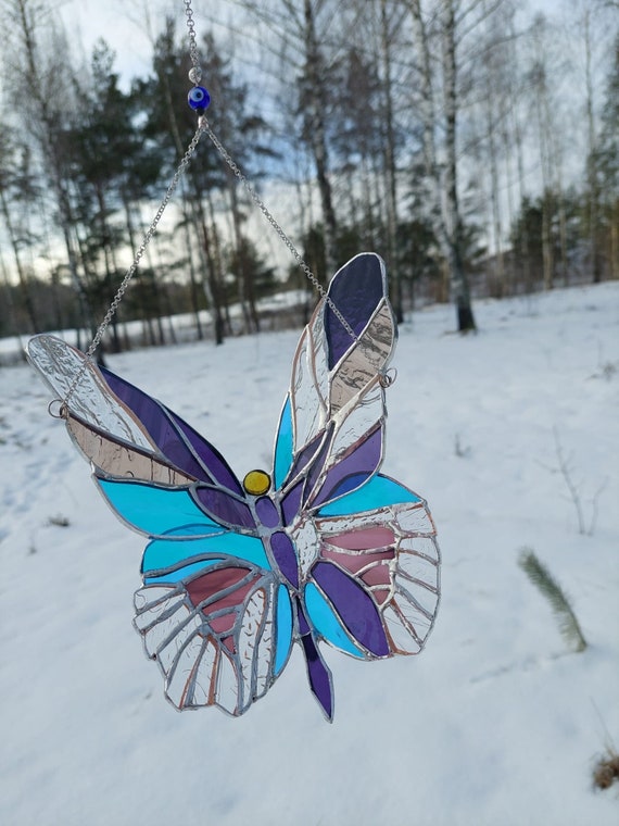 Flying Butterfly Stained Glass Nevertheless Window - Etsy