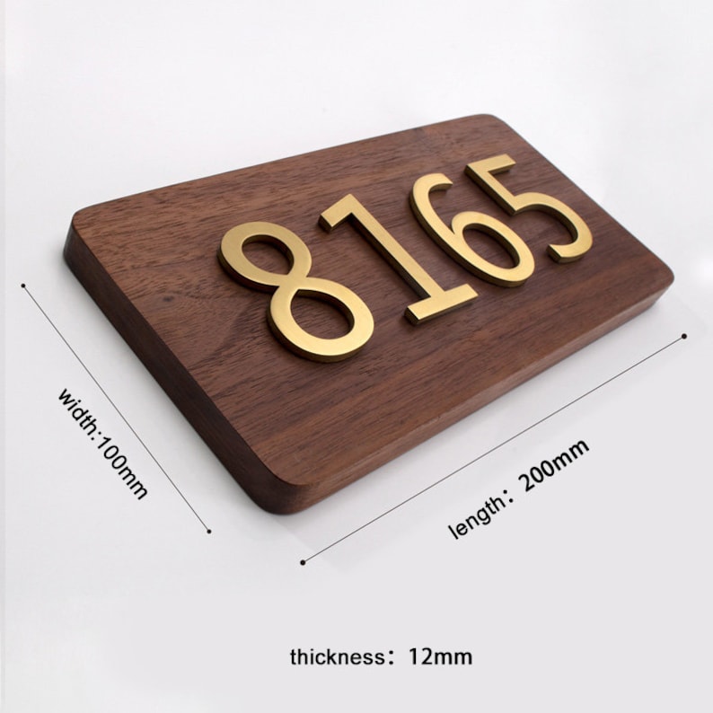 Brass House Door Numbers With Black Walnut Base / Gold Room - Etsy