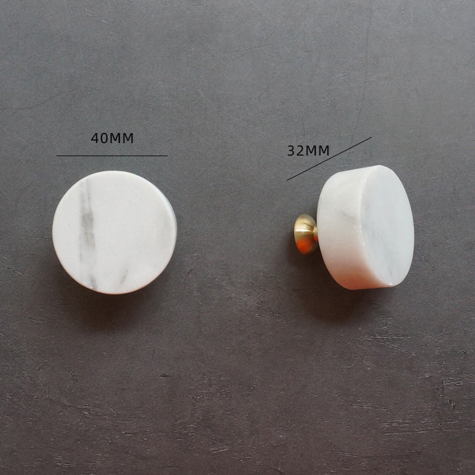 Natural Marble Cabinet Knobs / Modern Drawer Pulls Brass | Etsy