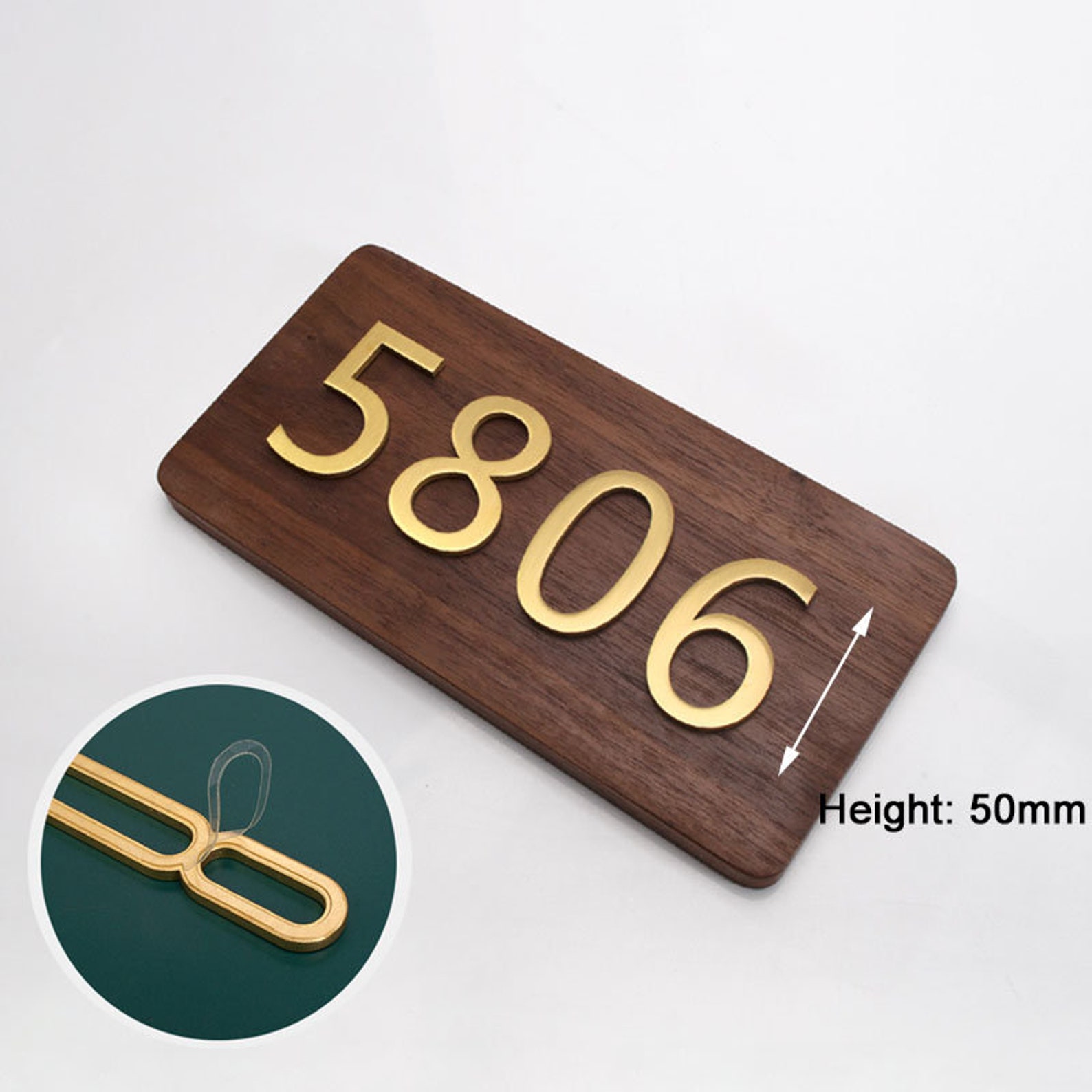 Brass House Door Numbers With Black Walnut Base / Gold Room - Etsy