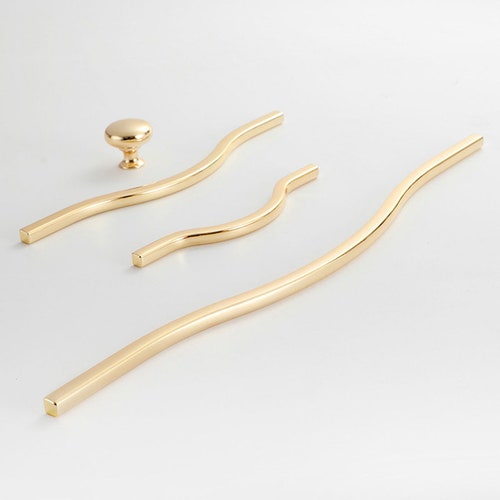 Gold Long Leaf Knob/copper Leaf Drawer Pulls/gold Leaf Cabinet | Etsy