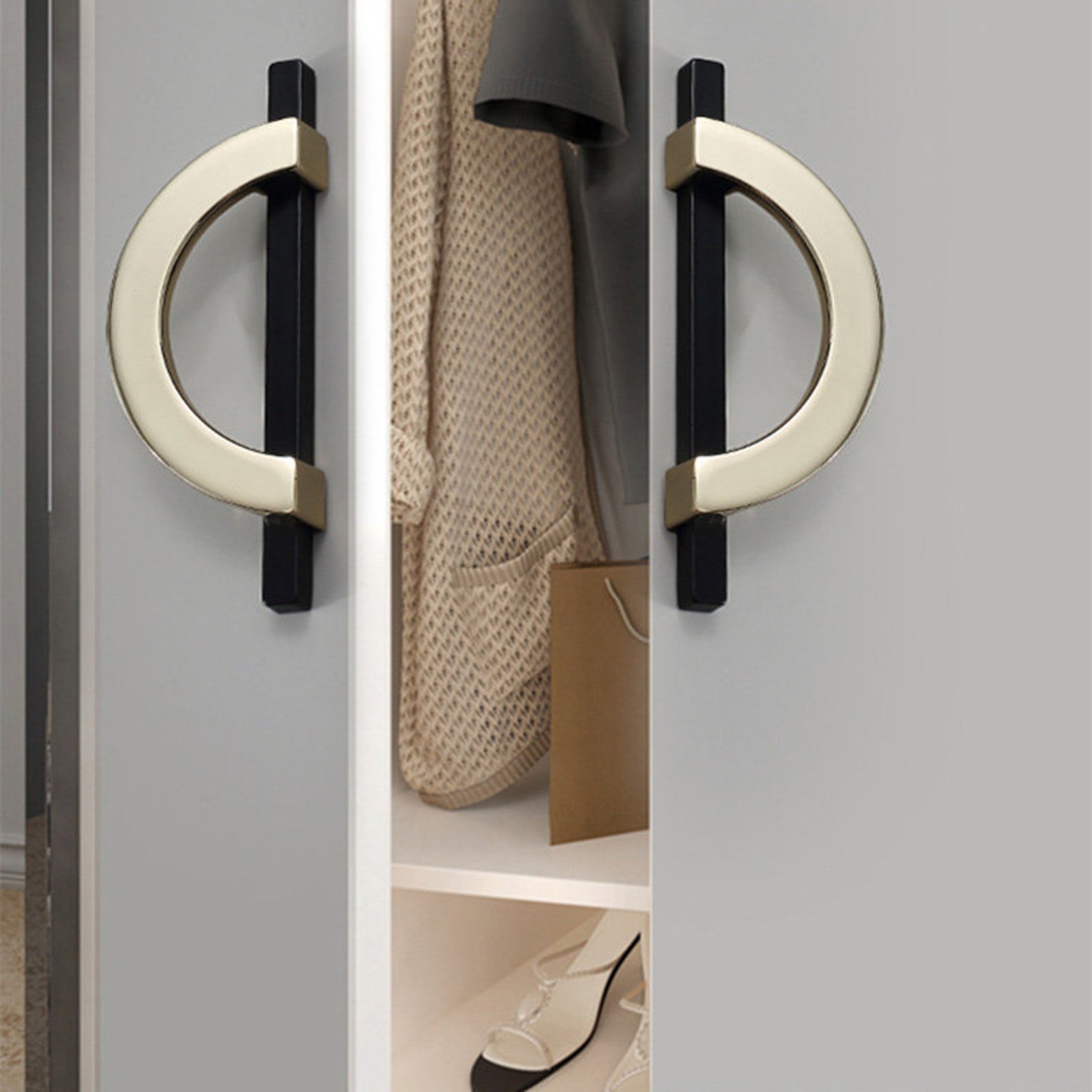 Brass Half Moon Handle Chinese Classical Golden Handle Kitchen - Etsy