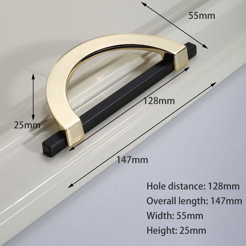 Brass Half Moon Handle Chinese Classical Golden Handle Kitchen - Etsy