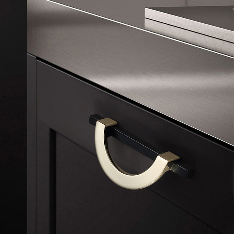 Brass Half Moon Handle Chinese Classical Golden Handle Kitchen - Etsy