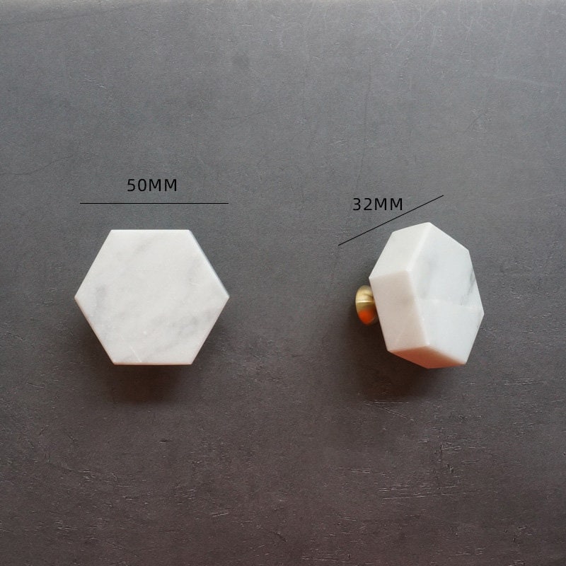Natural Marble Cabinet Knobs / Modern Drawer Pulls Brass | Etsy