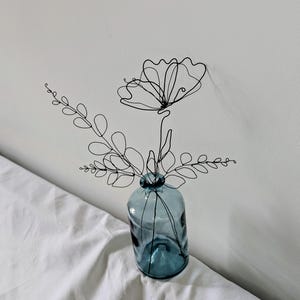 Small Wire Flower Arrangement. Handmade Metal Vase & Wall Decor - Etsy