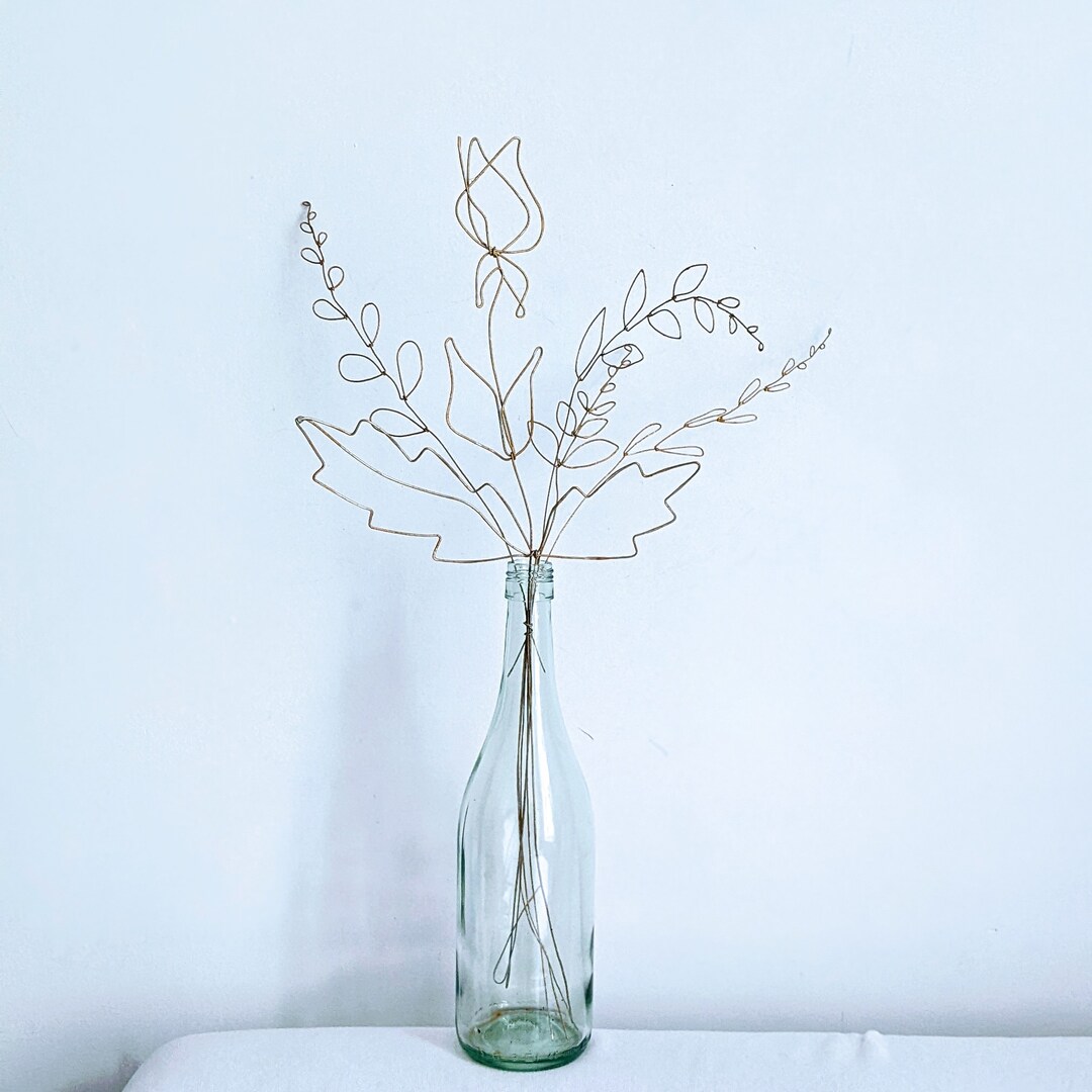 Golden Steel Wire Flower Stems: Handmade Vintage Bouquet, Set of 6 - Etsy