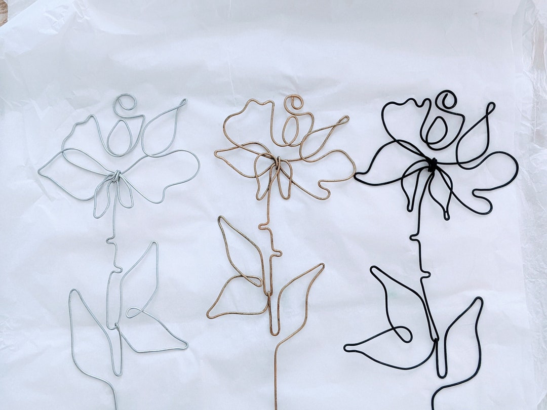 Wire Rose Flower Wall Art. Home Accents. Handmade Steel Wire Flower For ...