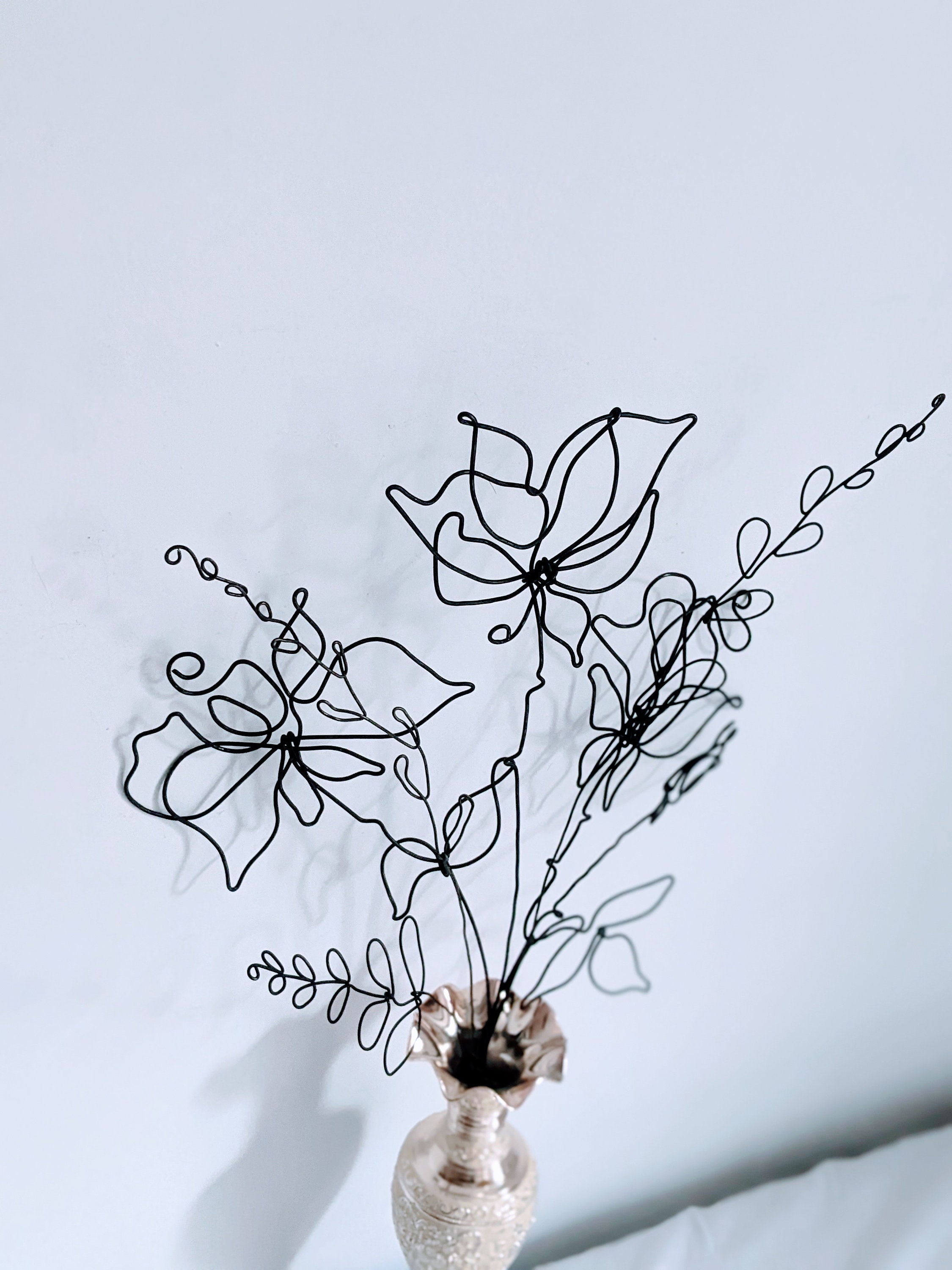 Wire Rose Flowers. Handmade Steel Wire Flower Bouquet for Vase - Etsy