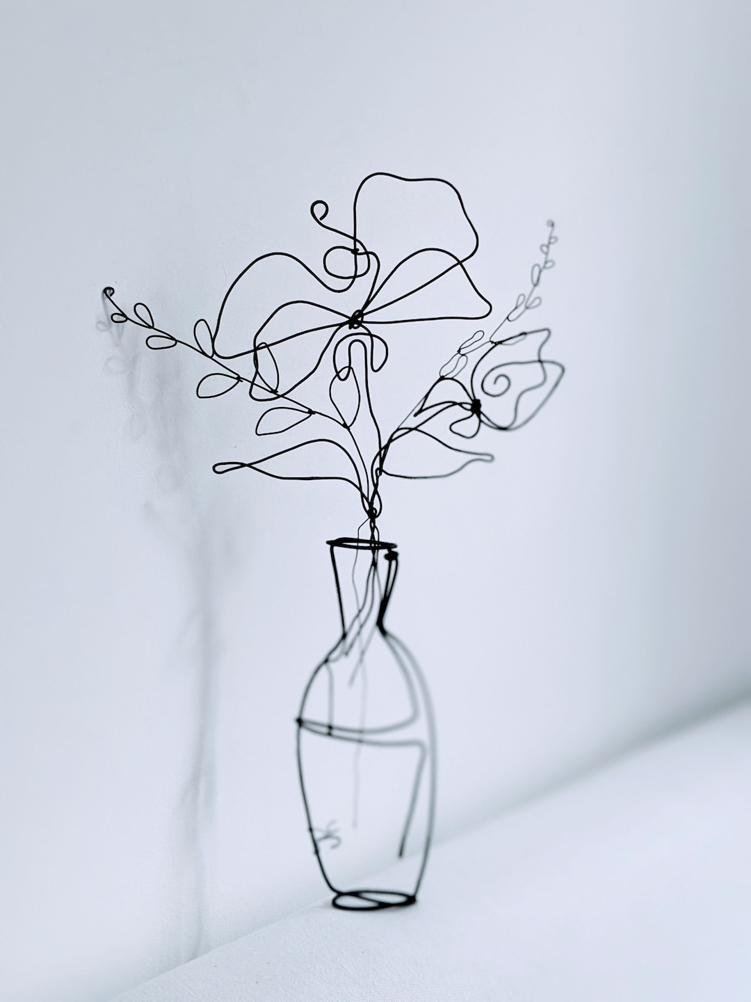 Handmade Wire Flower Sculpture: Black Steel Vase Bouquet - Etsy