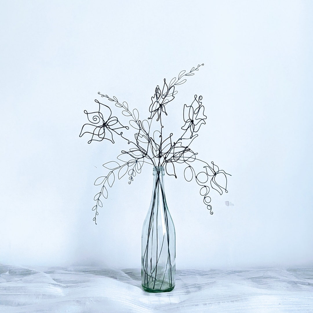 Wire Rose Flowers. Handmade Steel Wire Flower Bouquet for Vase and Wall ...