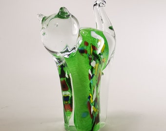 Green Glass Cat | Etsy