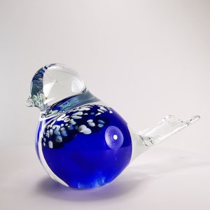 Handmade Blown Glass Art Bird Sculpture Blue Colour With Grey Decor ...