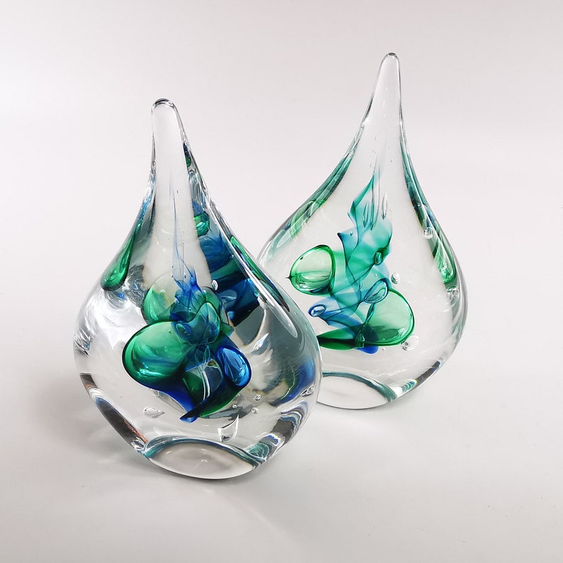 Handmade Blown Glass Sculpture Flat Drop Shape Glass Art - Etsy