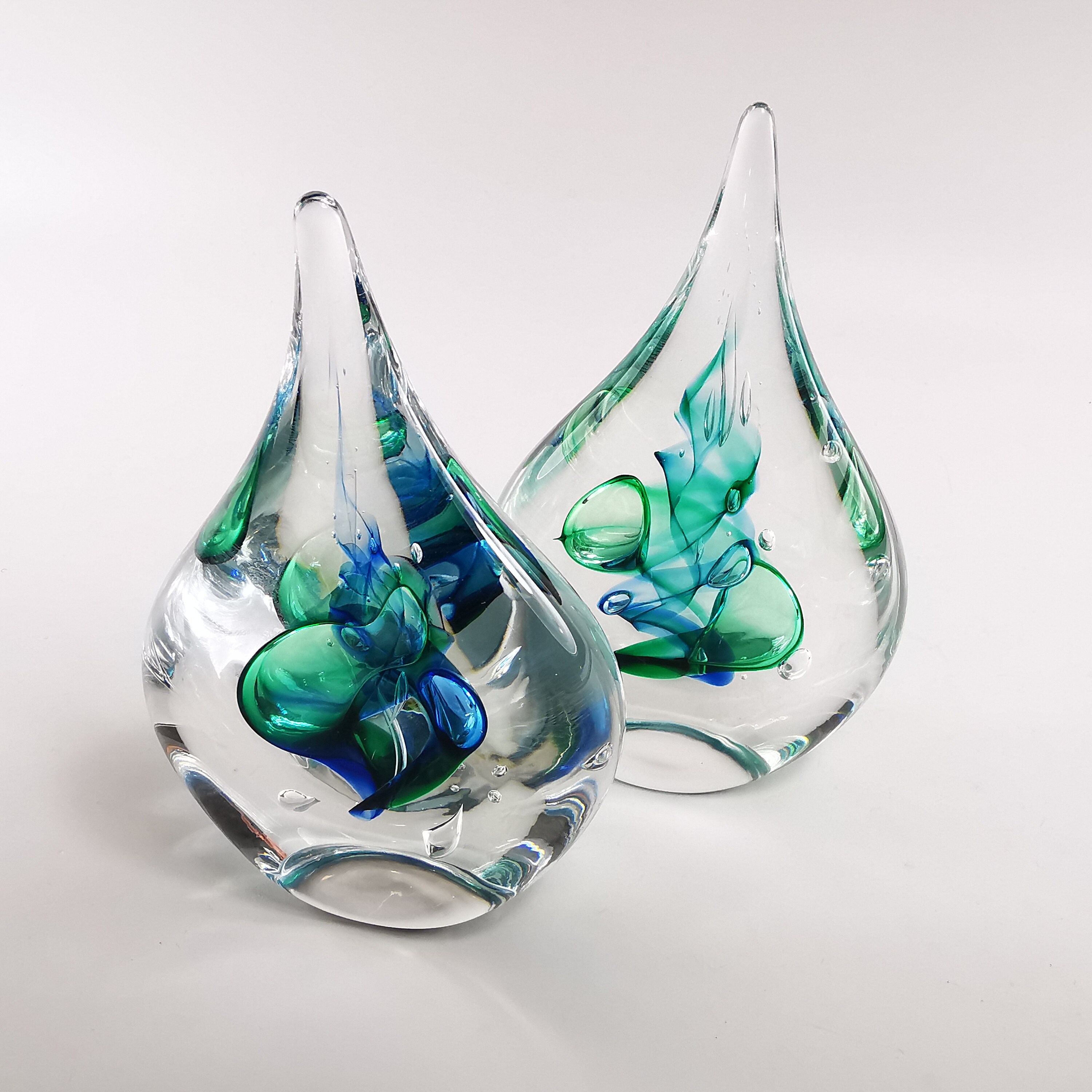 Handmade Blown Glass Sculpture Flat Drop Shape Glass Art - Etsy