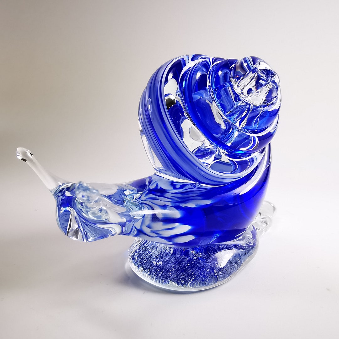 Blue Glass Snail Figurine Sustainable Gift Handmade Art Collectible ...
