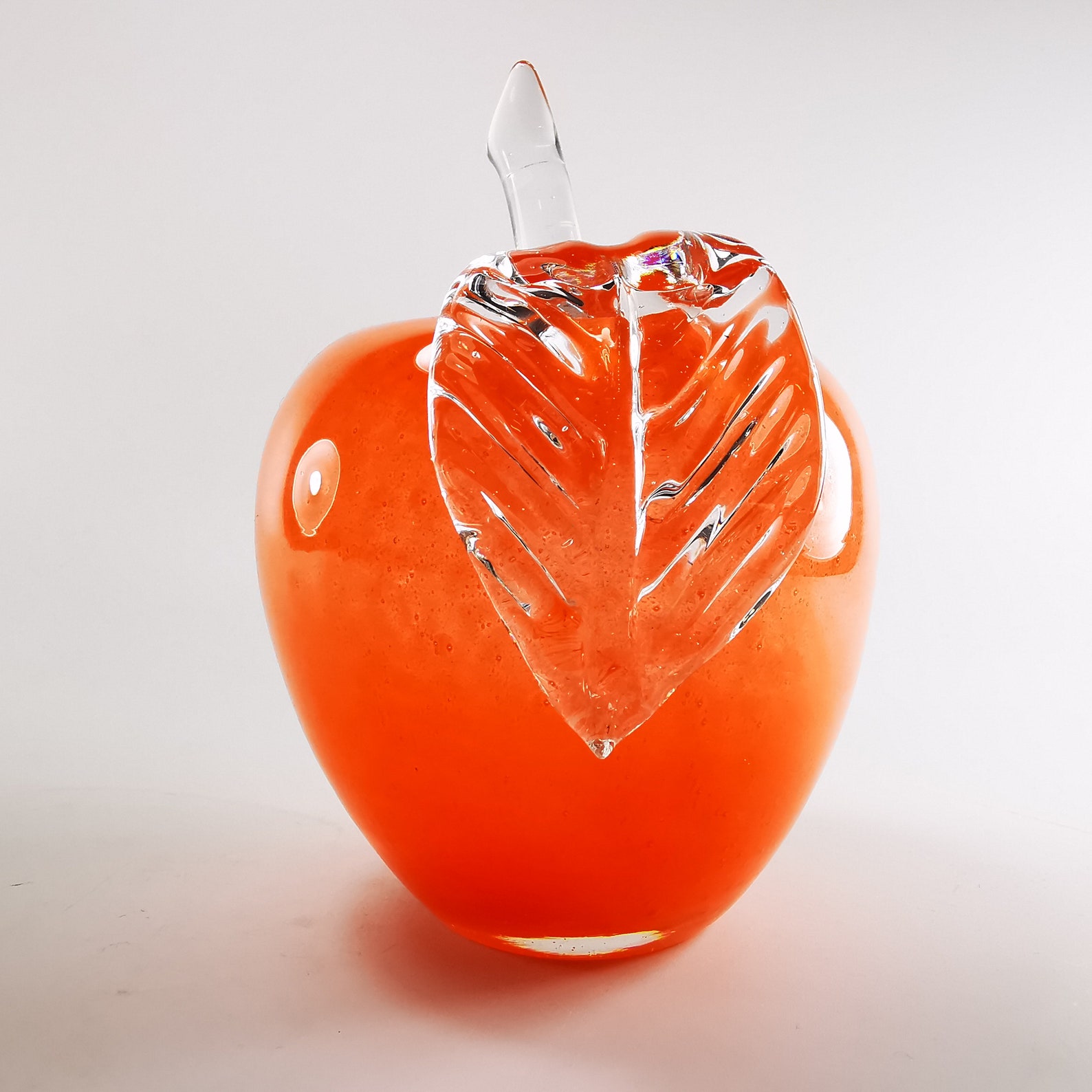 Handmade Blown Glass Apple Sculpture Orange Colour | Etsy