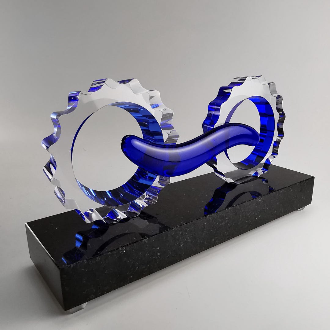 Handmade Glass Trophy Sculpture - Custom Made Business Gift - Corporate ...