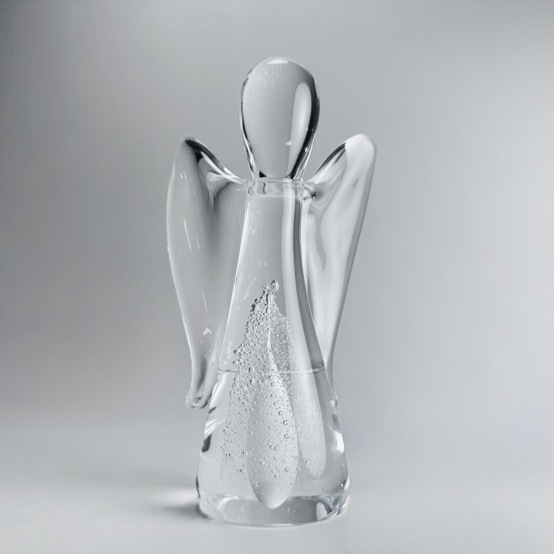Glass Angel Sculpture - Handmade Figurine - White Decor Inside - Unique ...