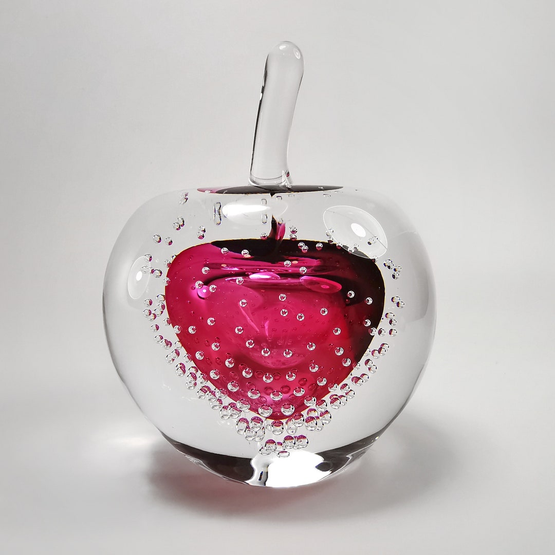 Hand Blown Glass Apple Sculpture: Rose Red Home Accent - Etsy