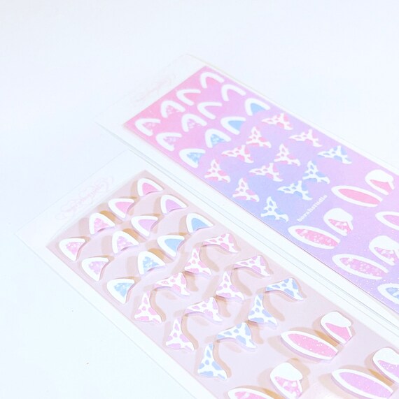 Furry Friends V2 Deco Stickers Cat Dog Bunny Ear Heart Polco - Etsy
