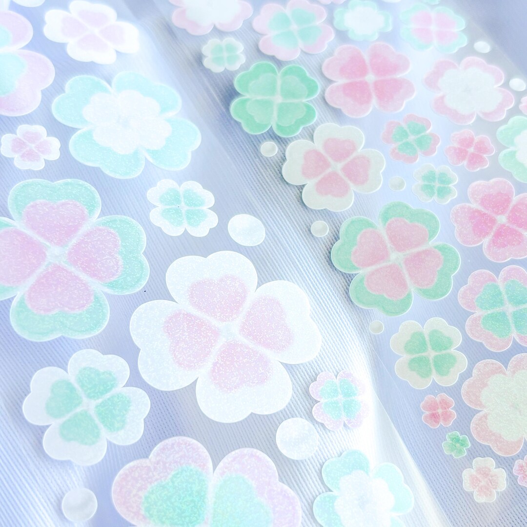 Pink Green Clover Buttons Deco Stickers, Toploader Deco, Polco Deco ...