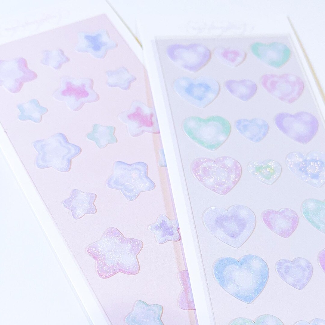 Glow Heart and Stars Deco Stickers Heart Polco Cute Polco - Etsy