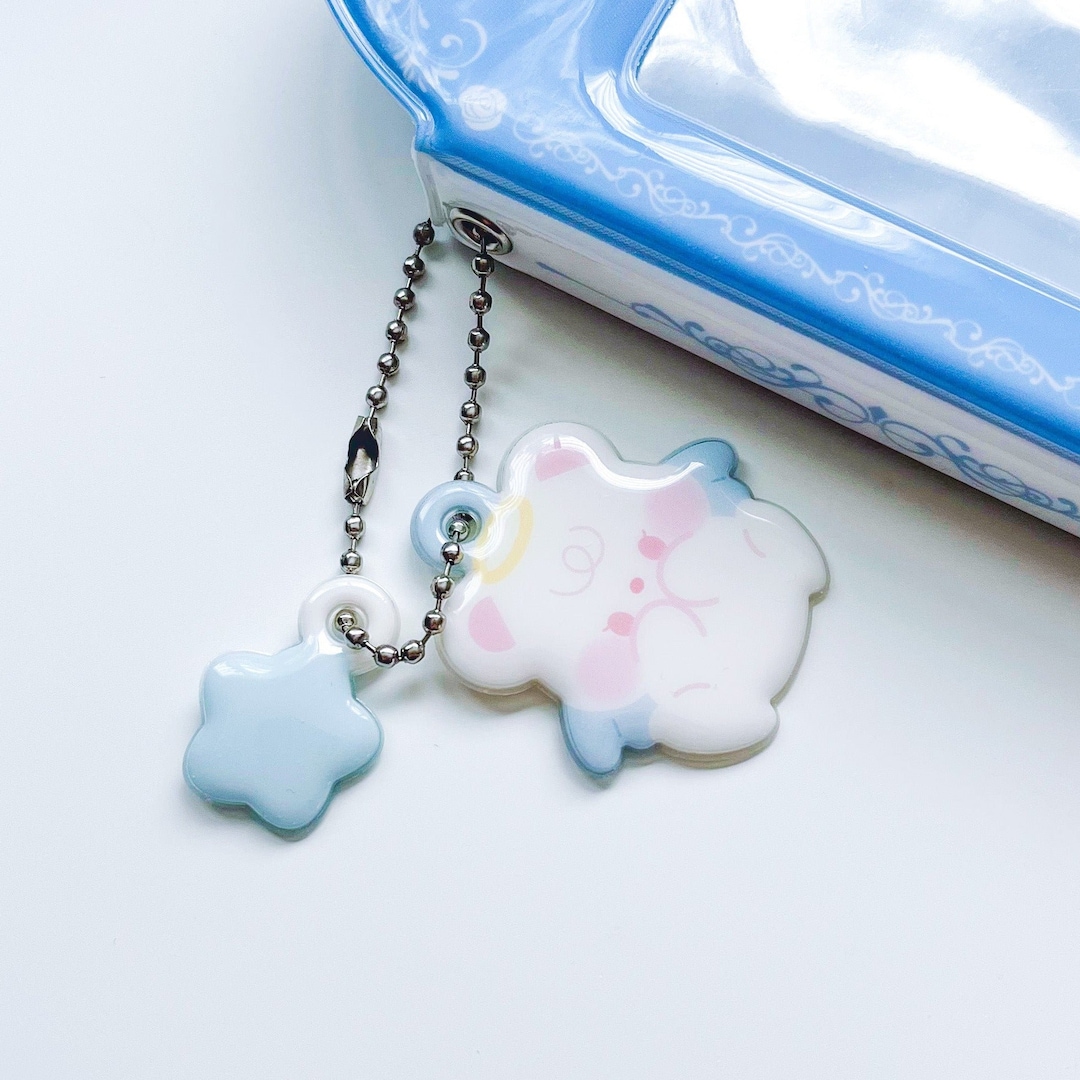 Honey Angel Puffy Key Chain, White Teddy Bear Squishy Key Chain Kpop ...