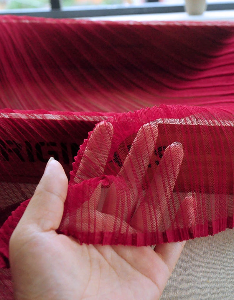 2 Yards Tan Brown Pleats Mesh Fabric Vertical Crease Ruffled - Etsy