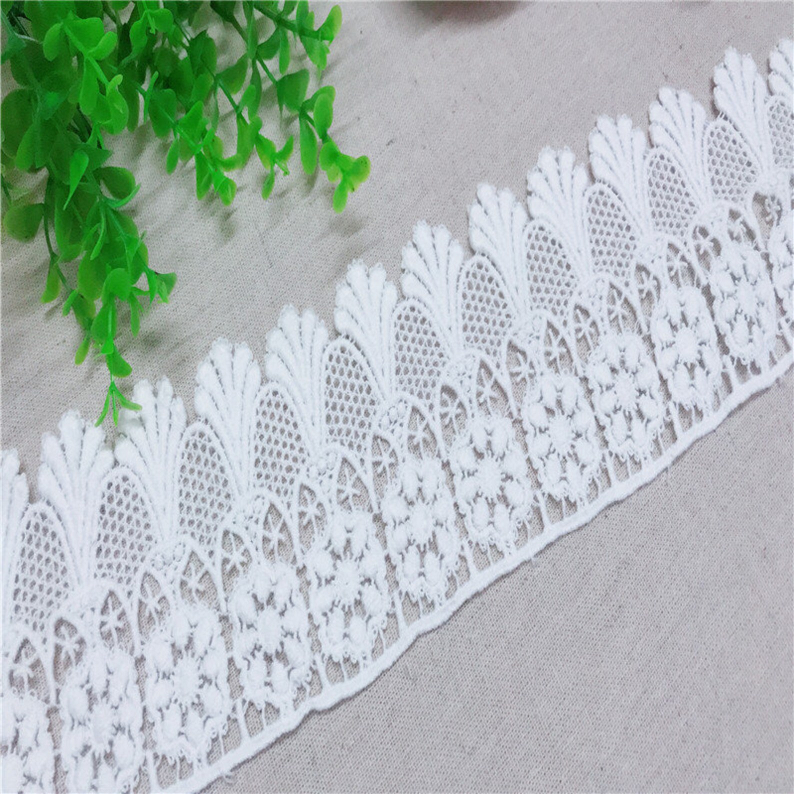 5 Yards off White Cotton Lace Trim Cotton Lace Trim With Floral, Doily ...