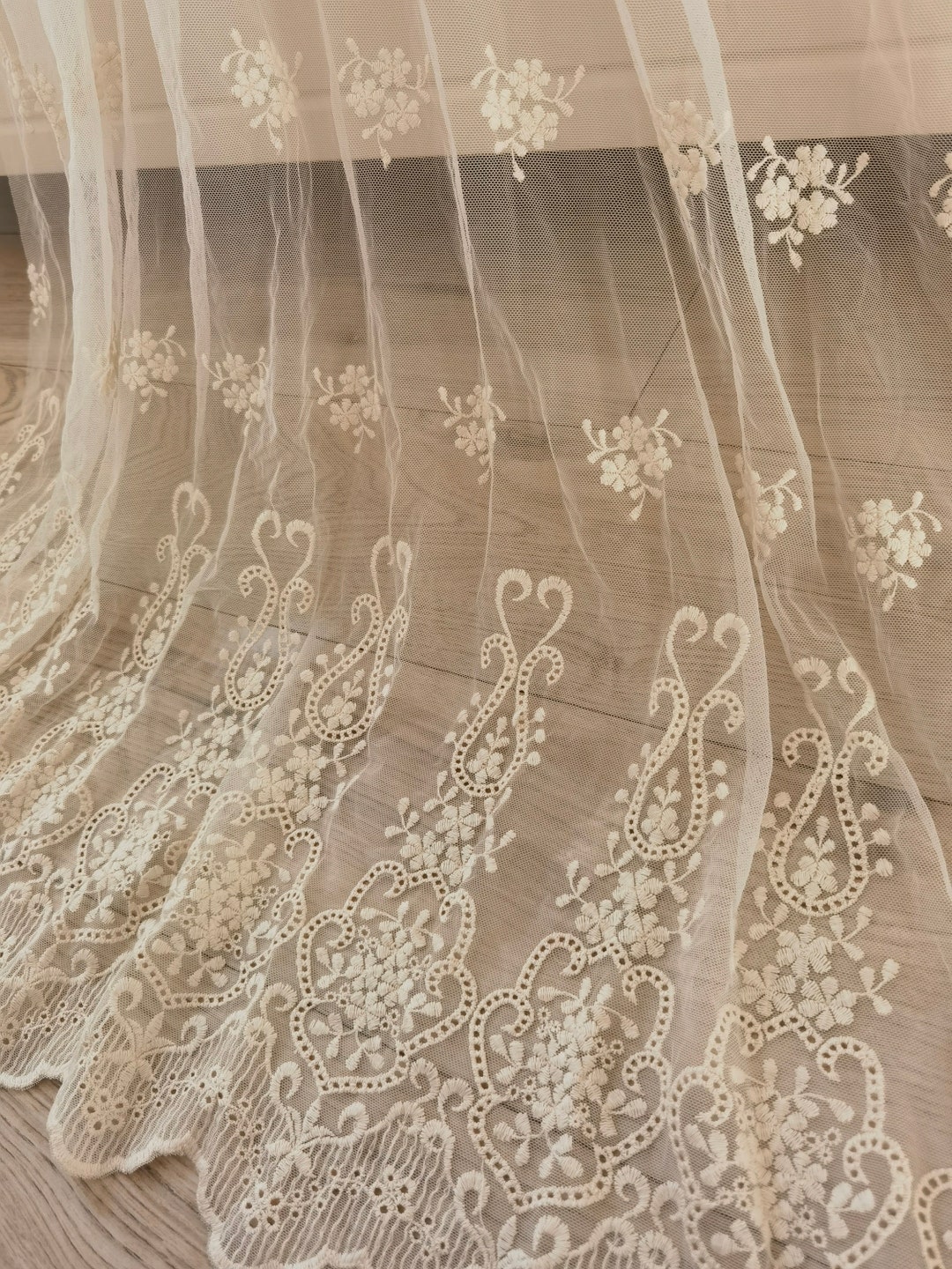 1 Yard Ivory Cream Mesh Fabric DIY Ladies Wedding Children's Clothing ...