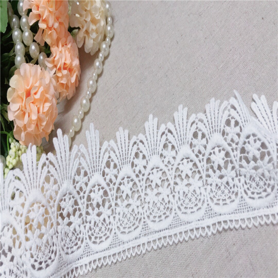 5 Yards off White Cotton Lace Trim Cotton Lace Trim With Floral, Doily ...