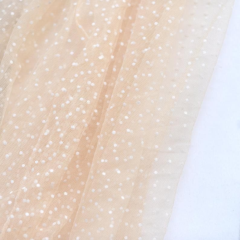 Off White Polka Dot Flocked Mesh Fabric Tulle Mesh Fabric With - Etsy