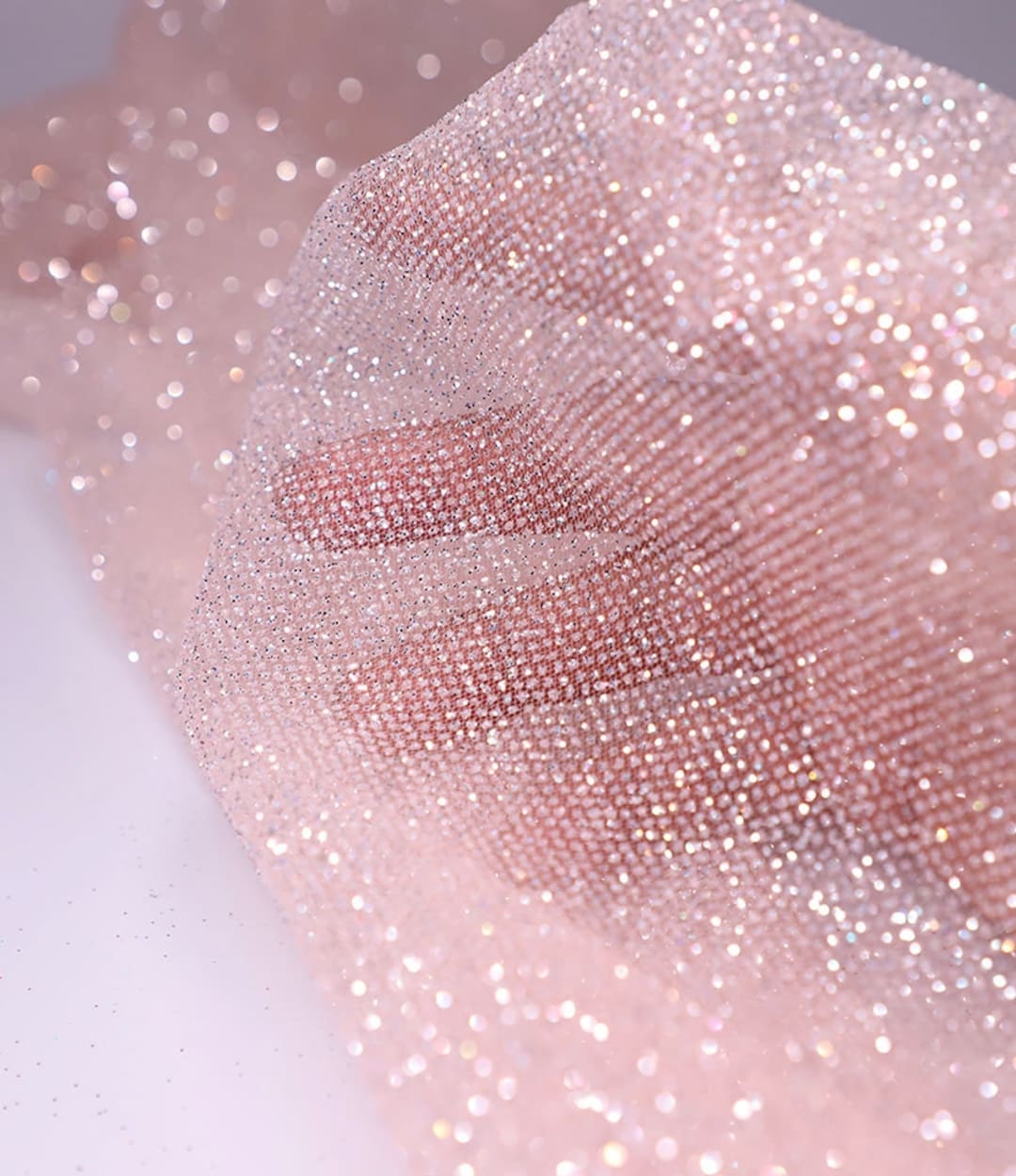 Pink Glitter Voile Tulle Mesh Fabric Party Home Decor Transparent Net ...