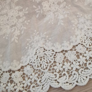 1 Yard off White Cotton Embroidered Fabric 3D Floral Hollow Eyelet Lace ...