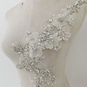 1 Pair Light Blue Rhinestone Applique Patch for Couture Crystal Bodice ...