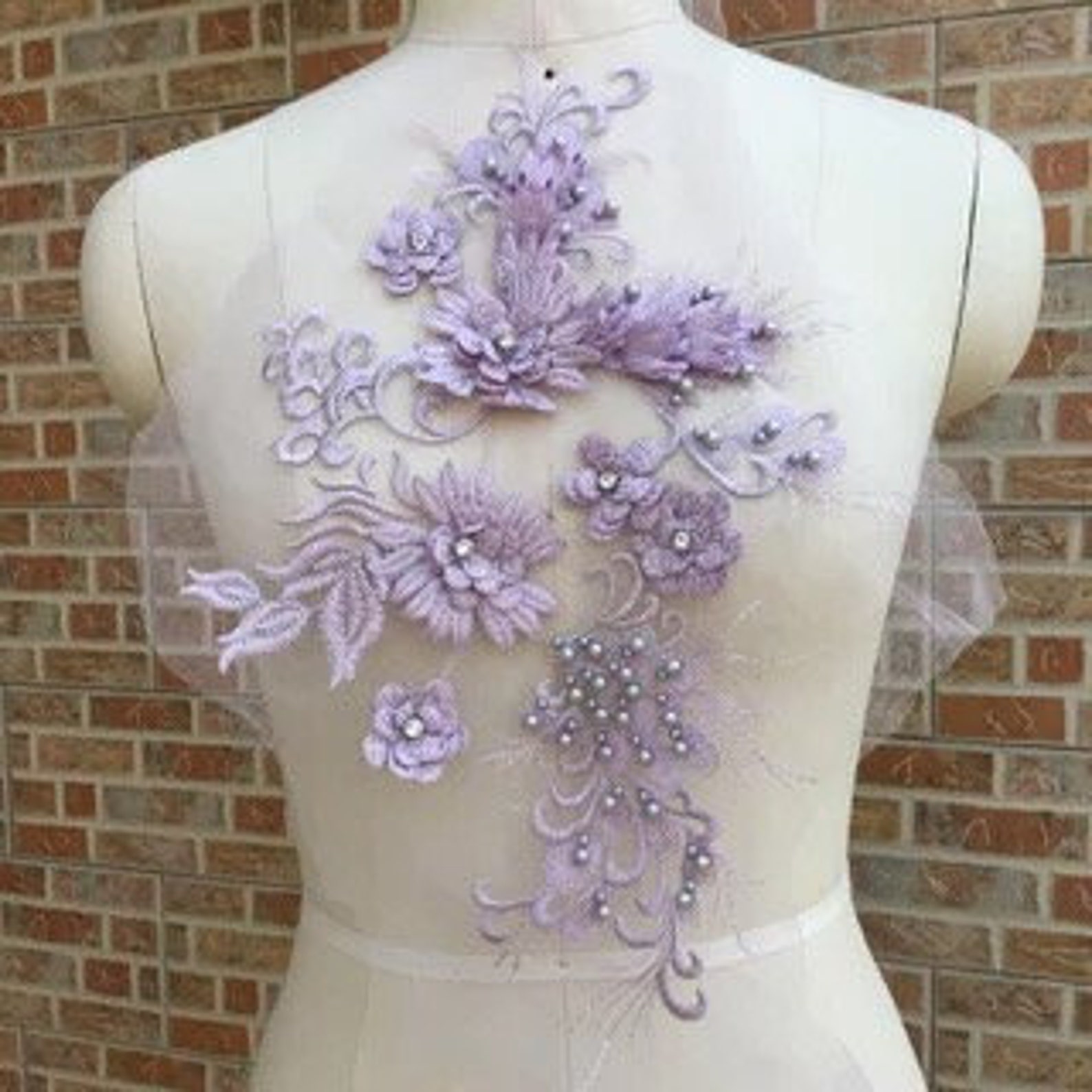 2pcs/lot Lavender Lace Applique 3D Lace Applique Lace Patch Dancing ...