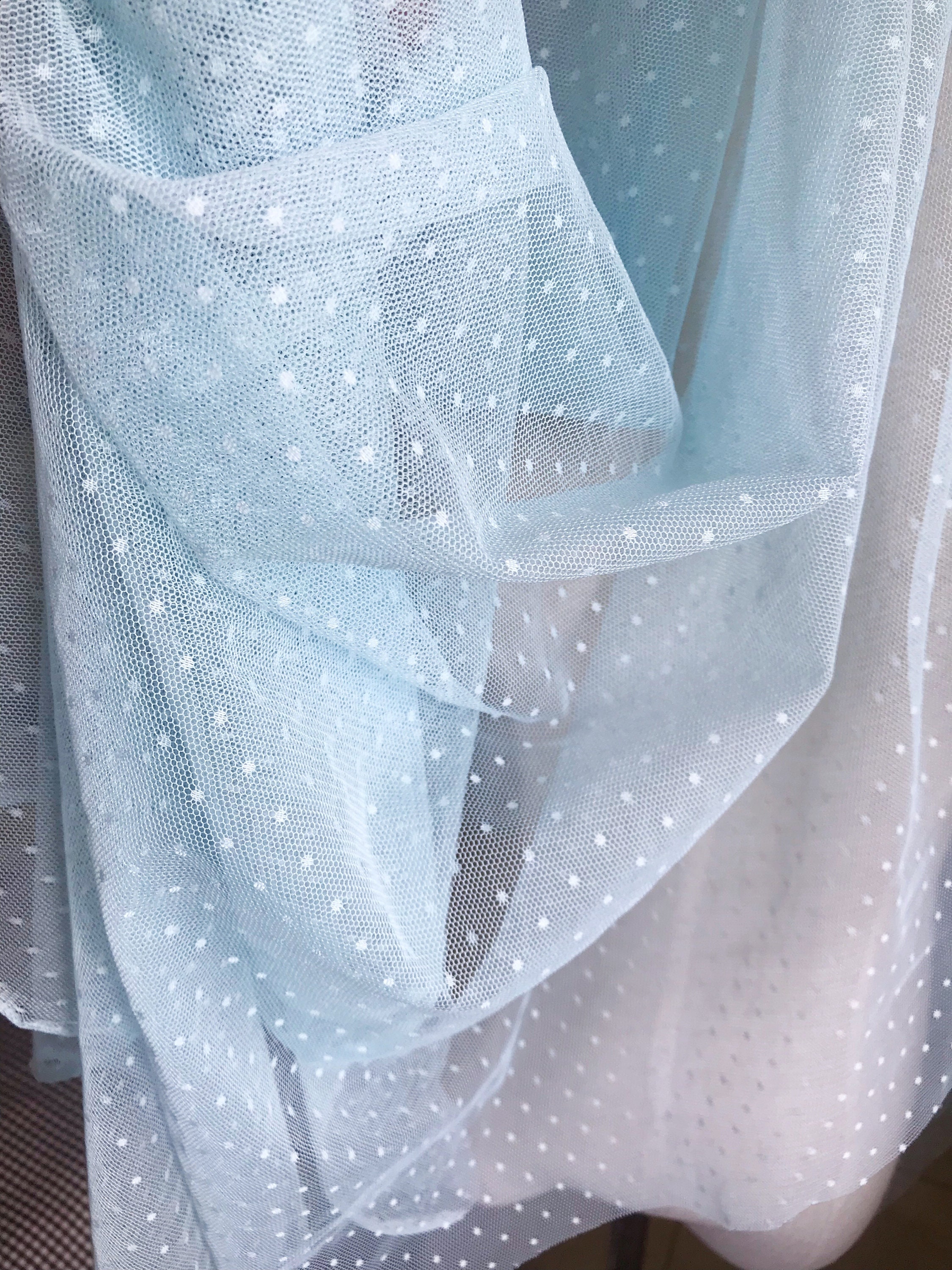 1 yard Baby Blue Mesh Lace Fabric With Dotted Bridal Veil Lace | Etsy