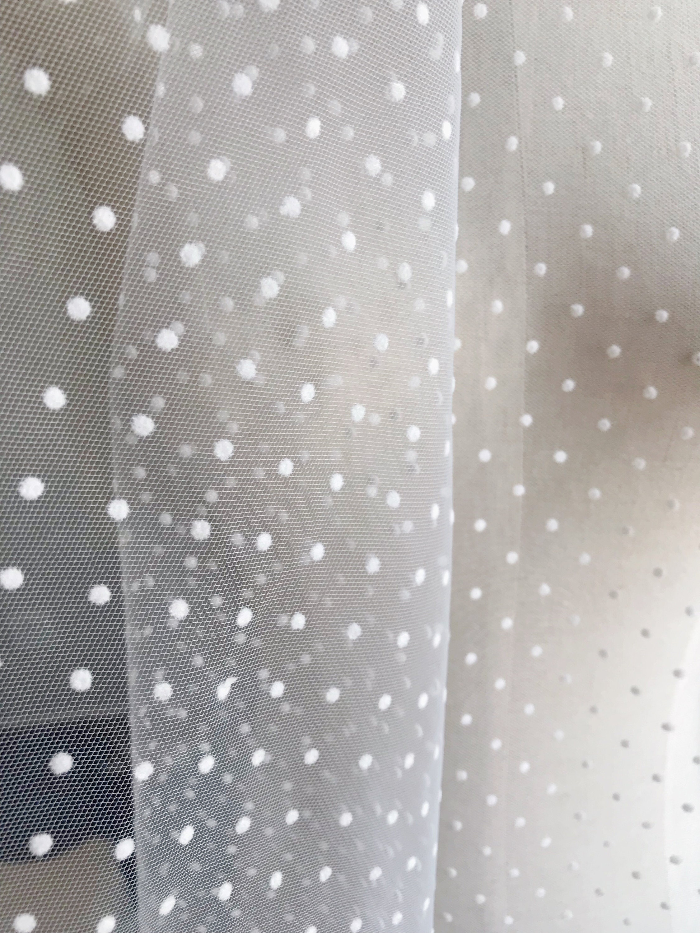 Off White Polka Dot Flocked Mesh Fabric Tulle Mesh Fabric With | Etsy