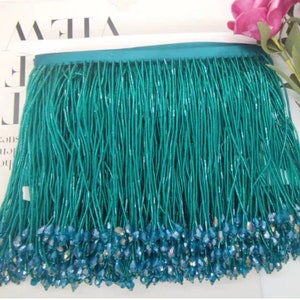 Gold Beaded Fringe Tassel Trim Handmade Seed Bead Fringe Tassel Seed ...