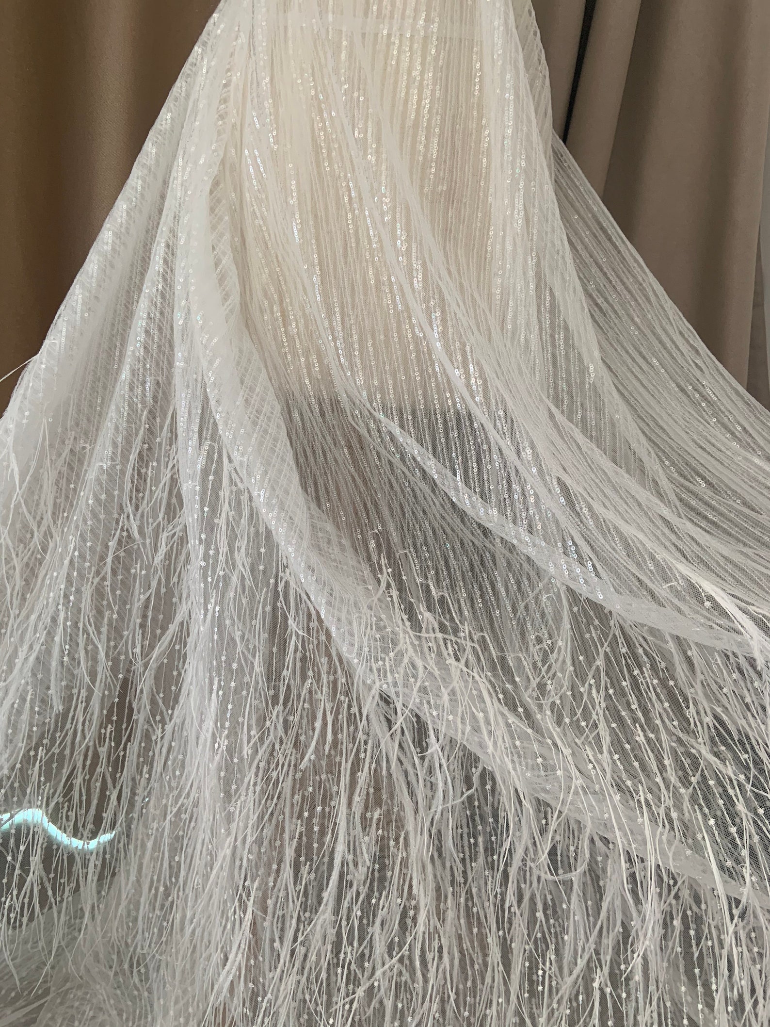 Rose Gold Luxury Ostrich Feather Mesh Lace Fabric 3D Feathers - Etsy